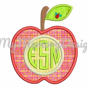 Apple Embroidery Design, Apple Applique Design, School Embroidery ...