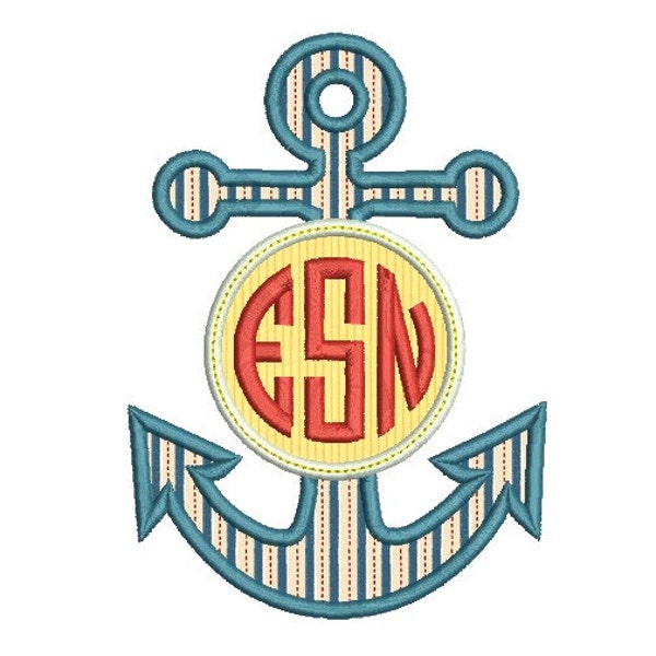 Anchor Monogram Embroidery Design - Etsy