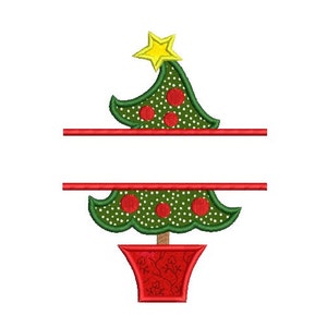 Split Christmas Tree Embroidery Design - Christmas Applique - Holiday ...