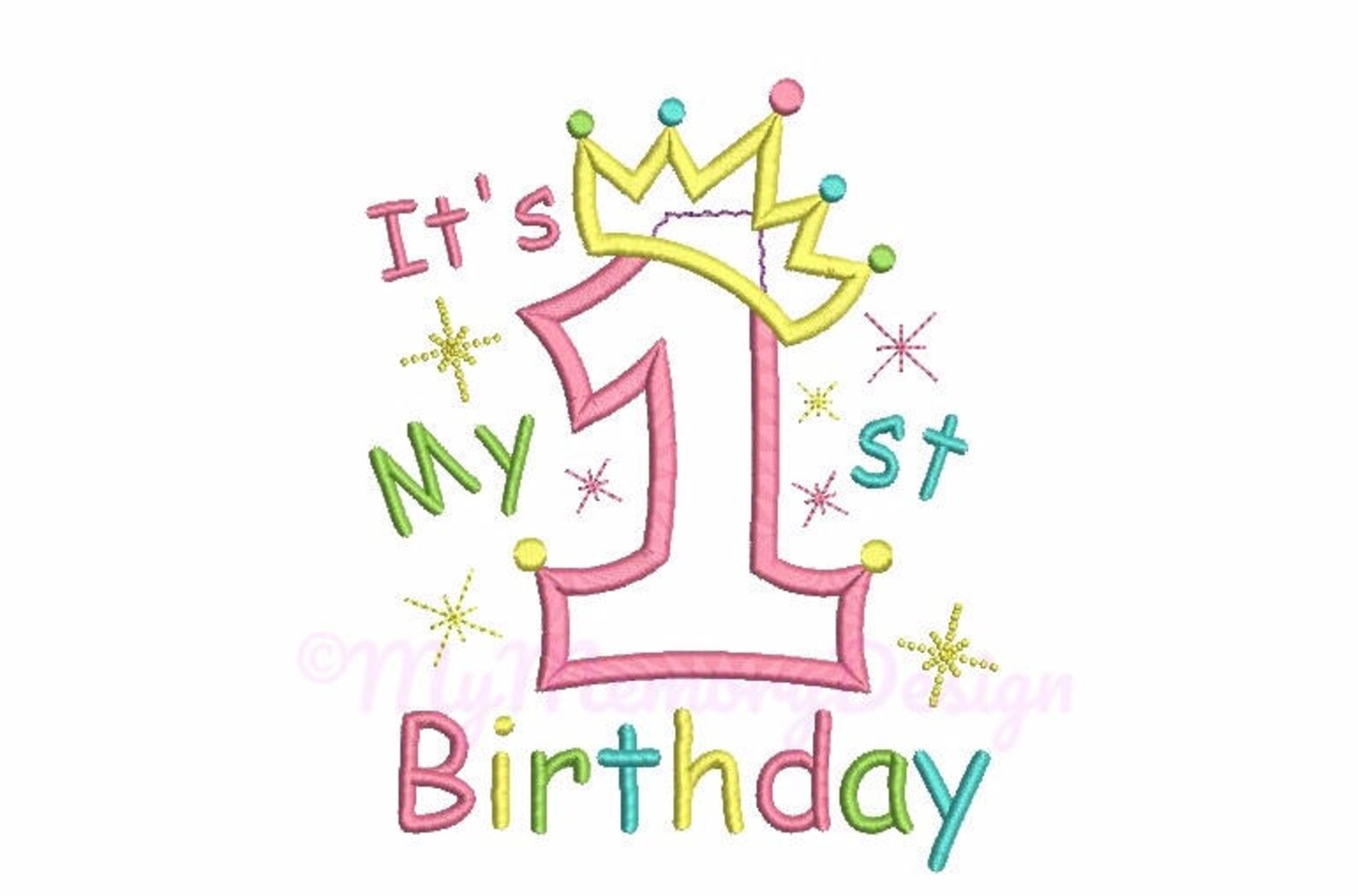 Birthday Applique - Birthday Embroidery Design - 1st Birthday Baby Girl ...