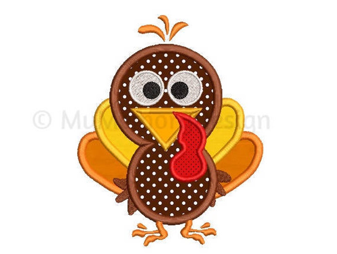 Turkey Embroidery Design - Turkey Applique Design - Thanksgiving Design ...