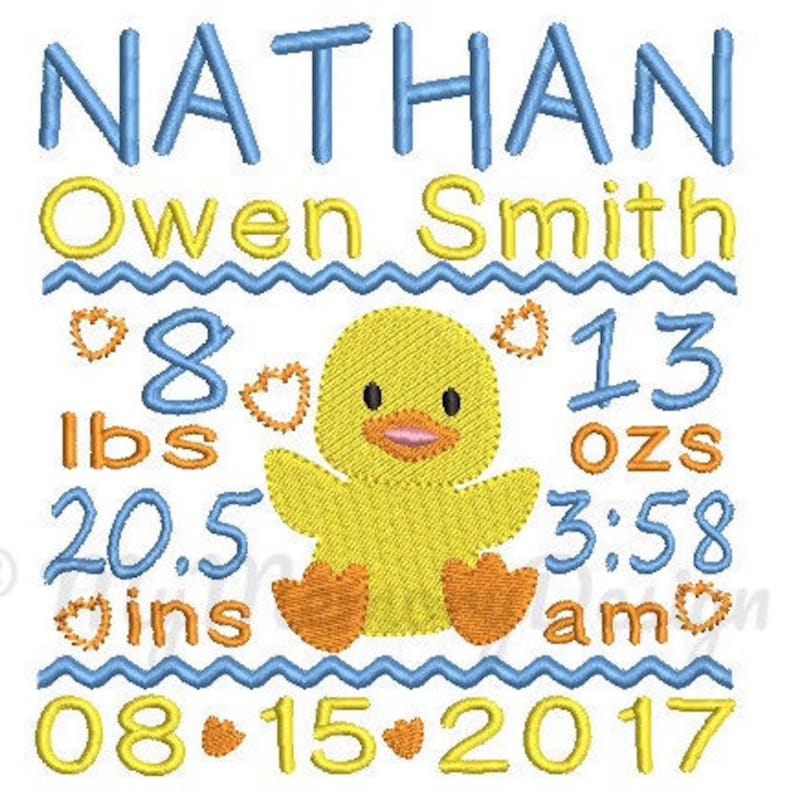 Embroidery Birth Announcement - Etsy