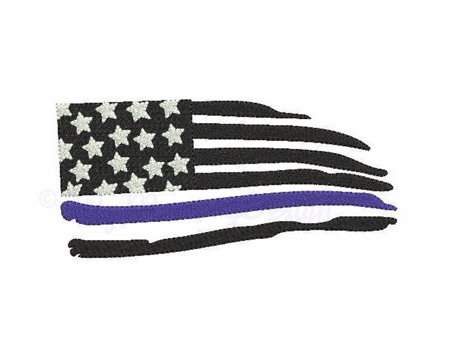 Thin Blue Line Embroidery Design, American Flag Embroidery, Police ...