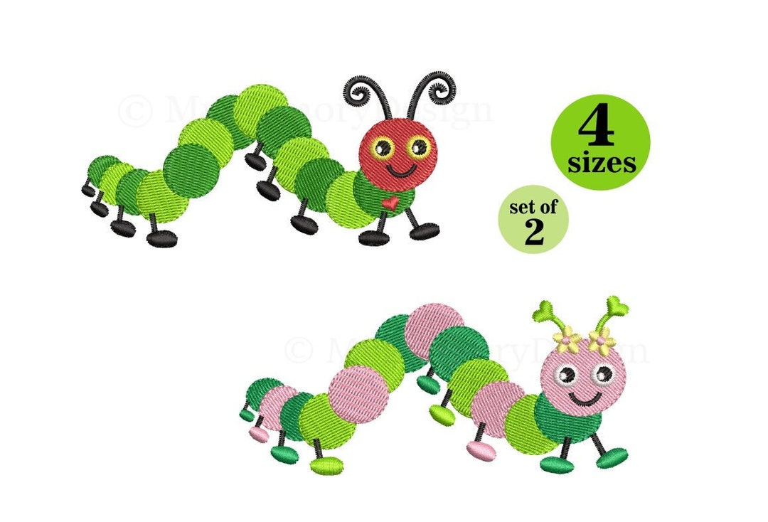 Caterpillar Machine Embroidery Design, Worm Embroidery, Fill Stitch ...