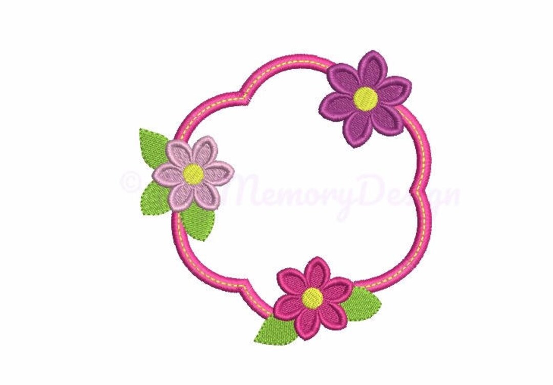 Frame Flowers Embroidery Design - Floral Wreath Machine Embroidery ...