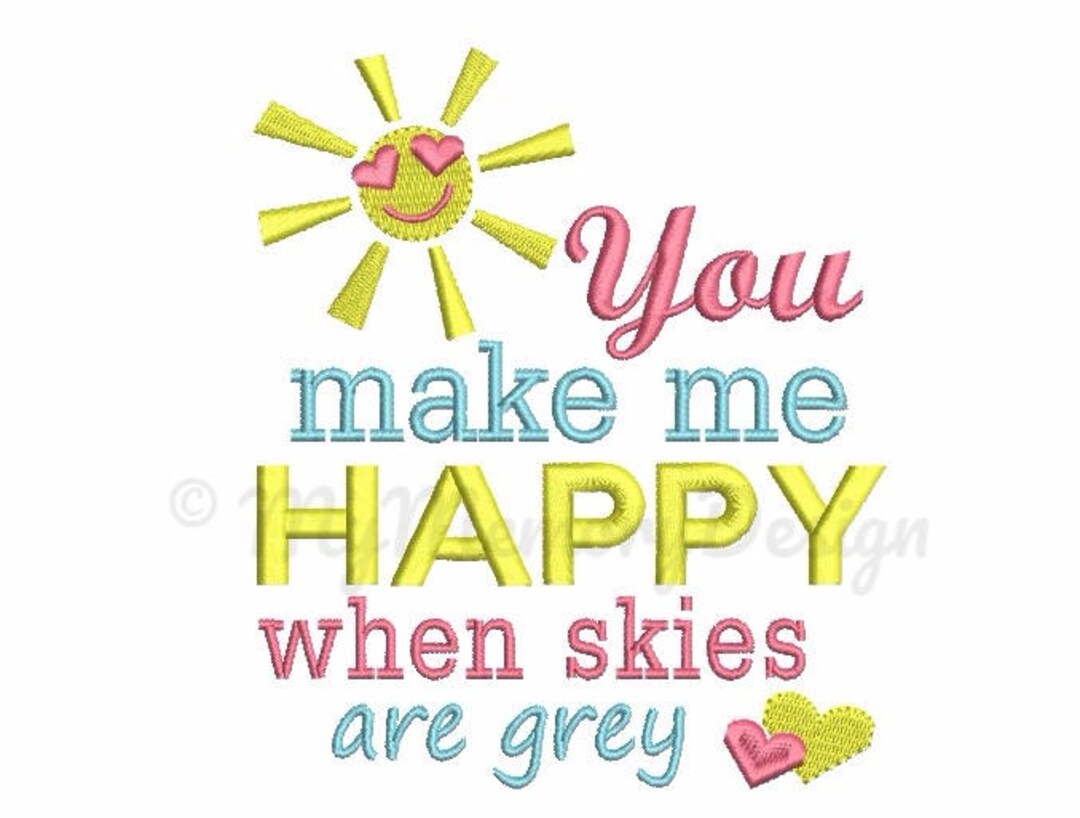 Smiley Sun Embroidery Design, Smiley Face Embroidery Design, You Make ...