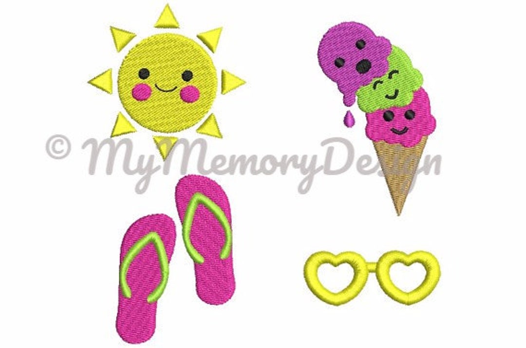 Cute Summer Mini Fill Stitch Embroidery Design Set - Baby Embroidery ...