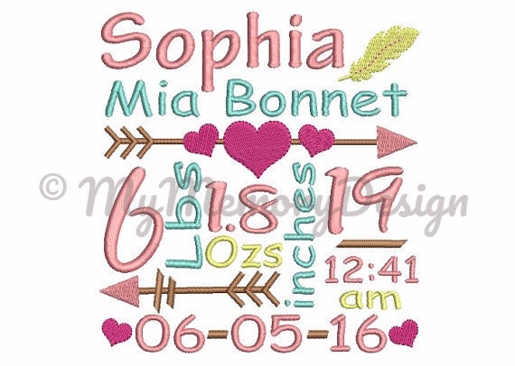 Sewing & Needlecraft Embroidery Set of 4 Birth TEMPLATE Announcement ...