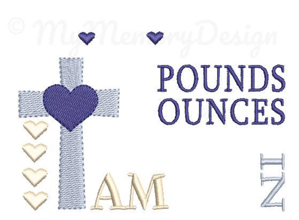 Cross Birth Announcement Embroidery Design Birth Template - Etsy