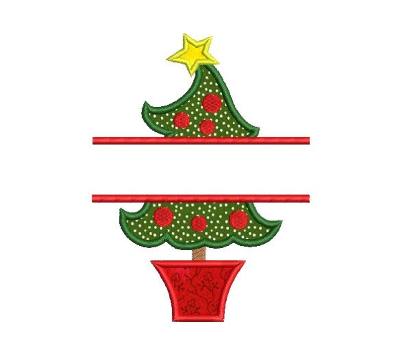 Split Christmas Tree Embroidery Design Christmas Applique - Etsy