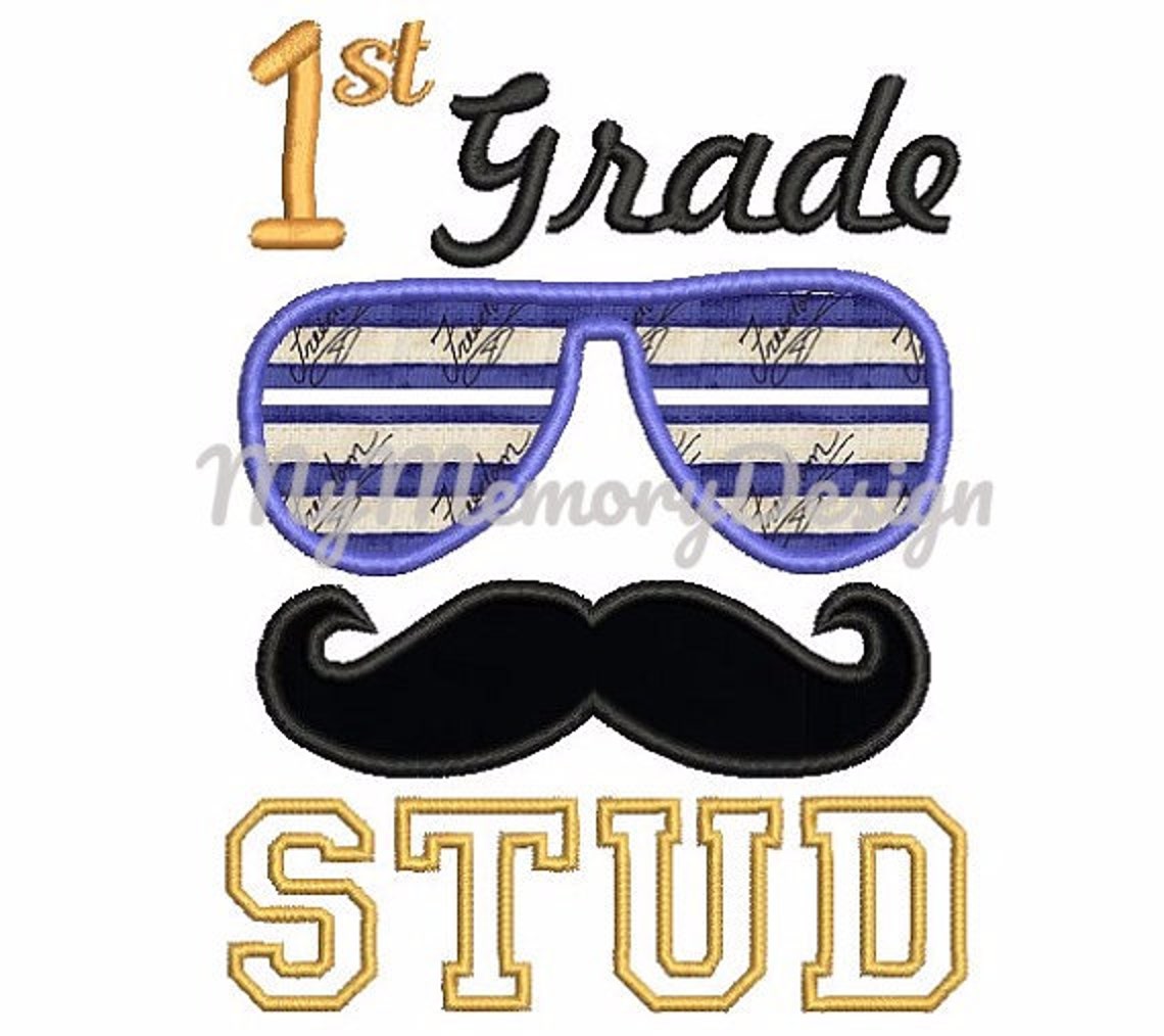 1st Grade Embroidery Design Back to the School Applique | Etsy