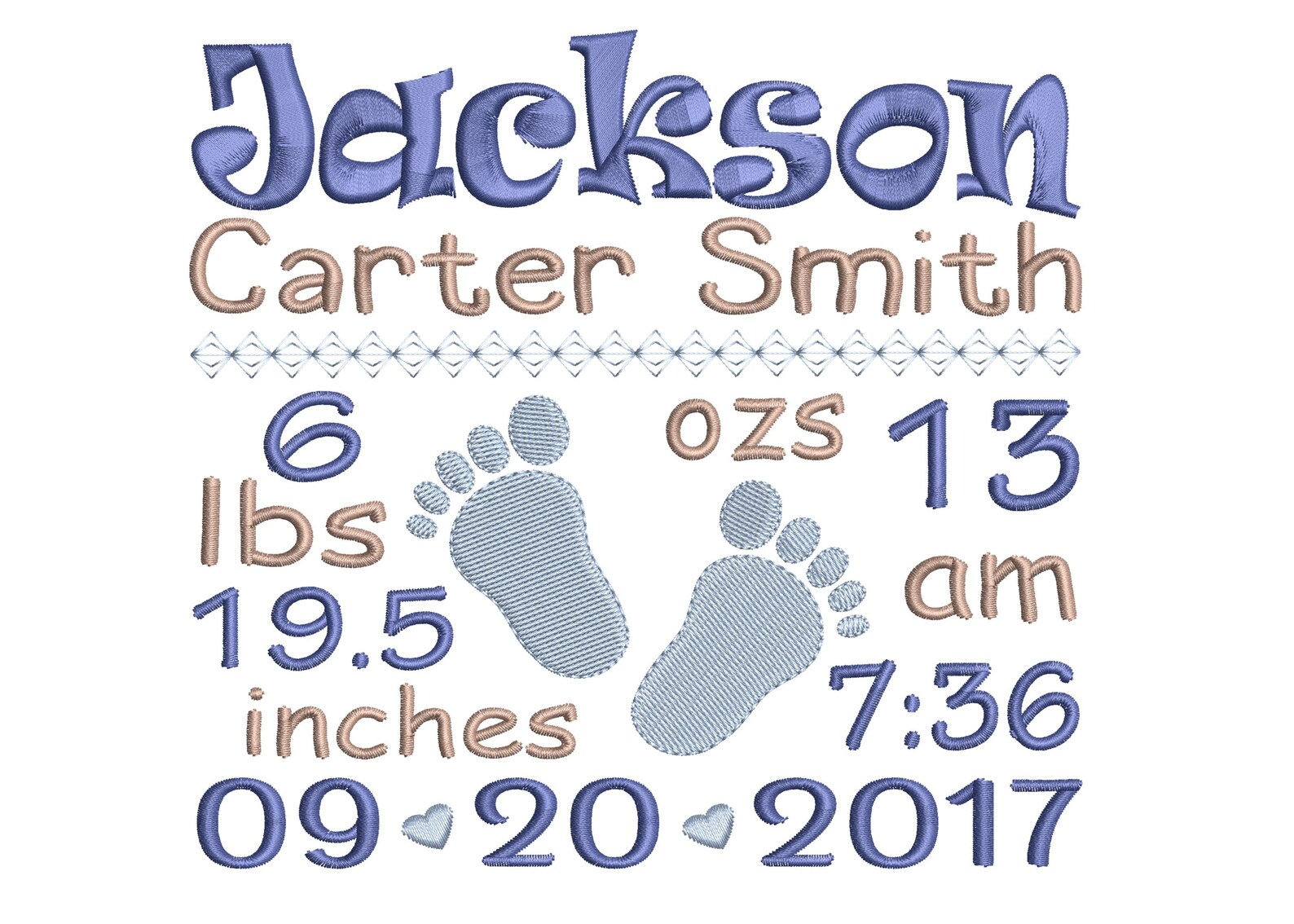 Birth Announcement Embroidery Design - Baby Embroidery Design - Birth ...
