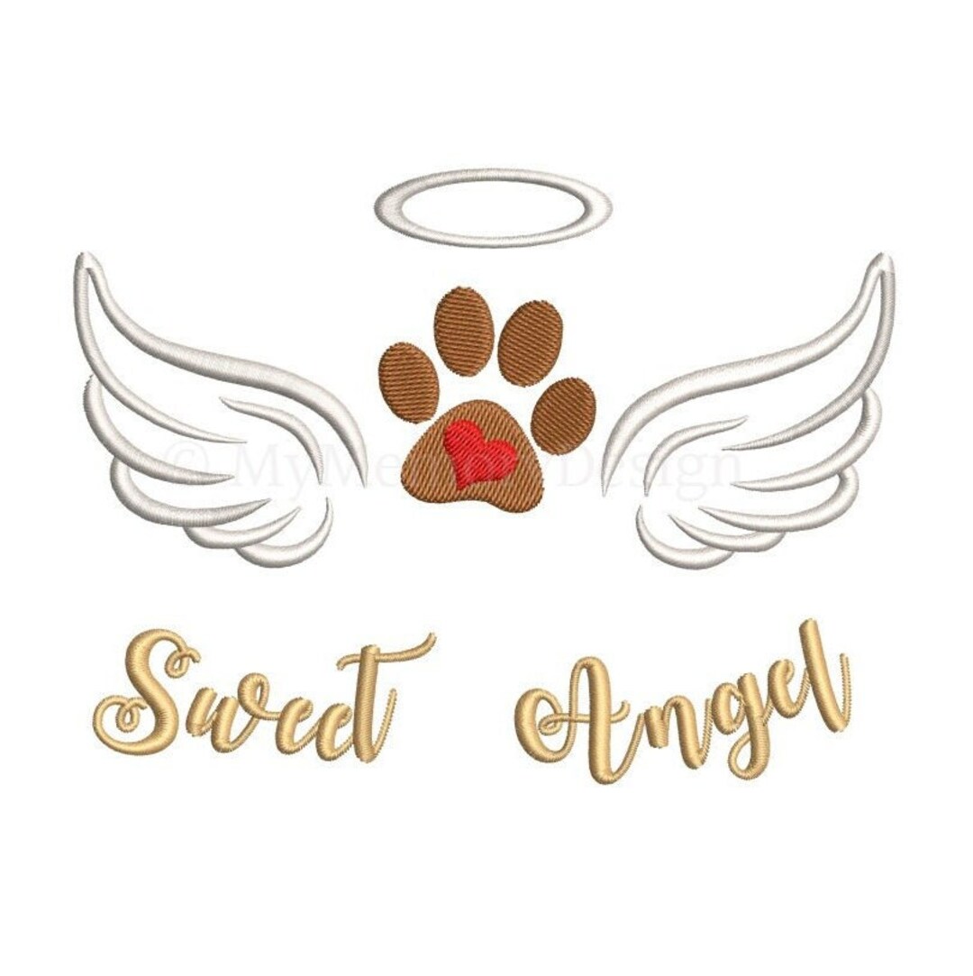 Angel Wings Dog Paw Embroidery Design, Cute Animal Embroider Design ...