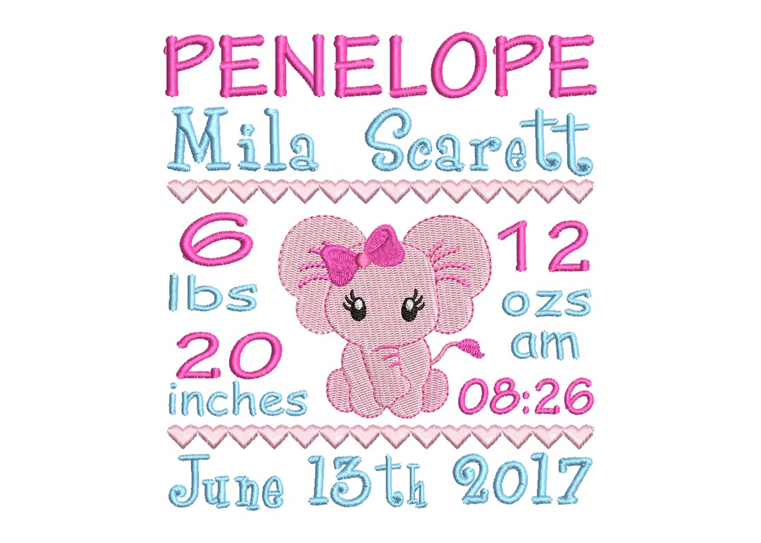 Birth Announcement Embroidery Design - Birth Template Machine ...