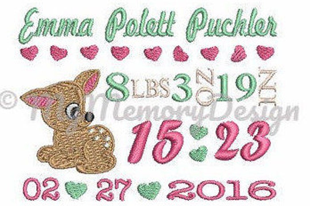 Baby Birth Template Announcement Embroidery Design Instant Download Pes ...