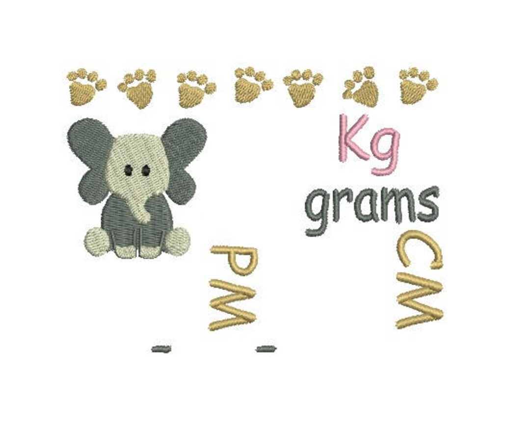 Baby Elephant Birth Announcement Template With Kg Grams Cm and AM/PM ...
