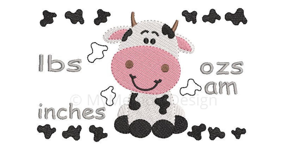 Boy Cow Announcement Embroidery Design - Birth Template Machine ...