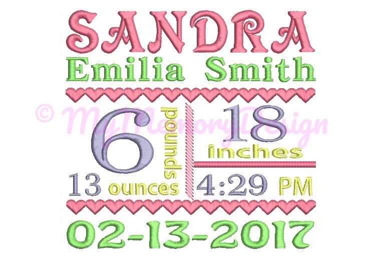 Sewing & Needlecraft Embroidery Set of 4 Birth TEMPLATE Announcement ...