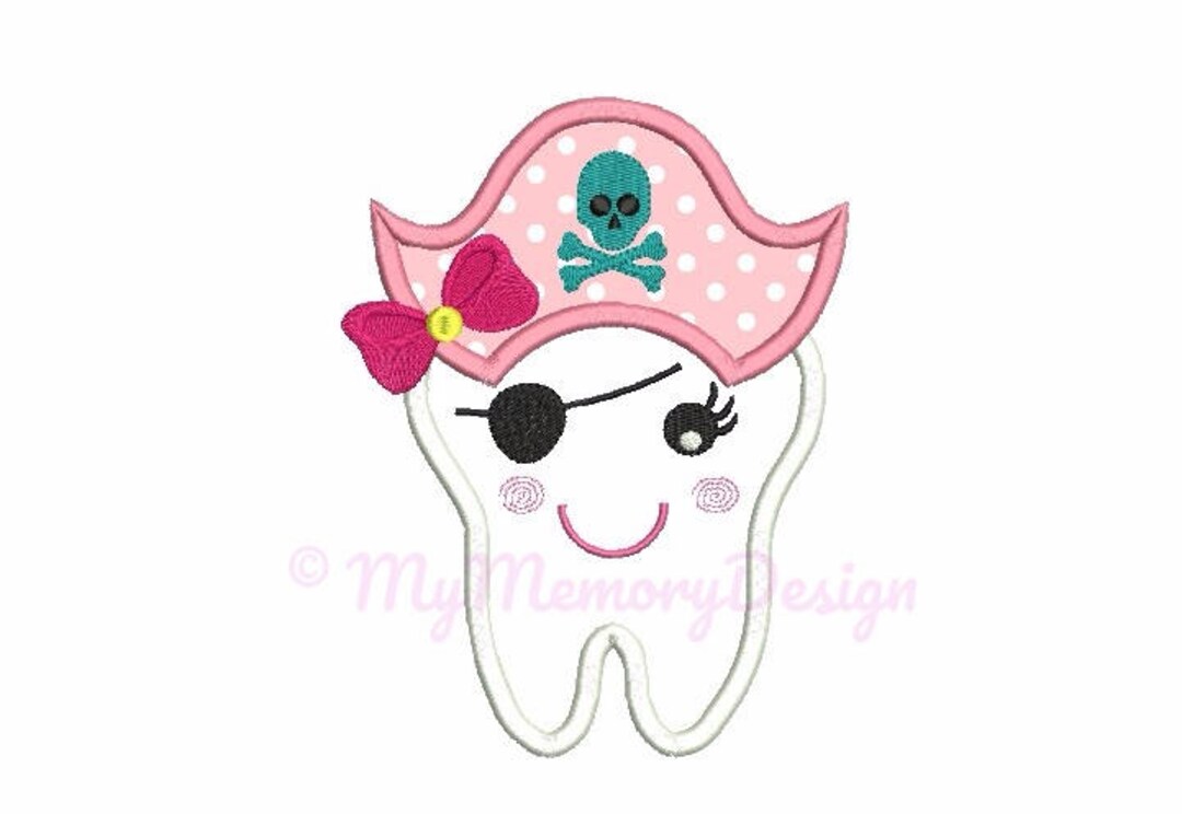 Tooth Applique Design - Tooth Embroidery Design - Pirate Embroidery ...