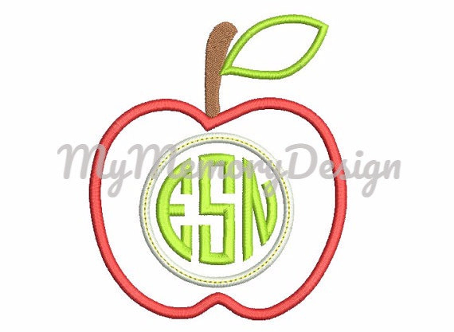 Apple Embroidery Design Apple Applique Design School | Etsy