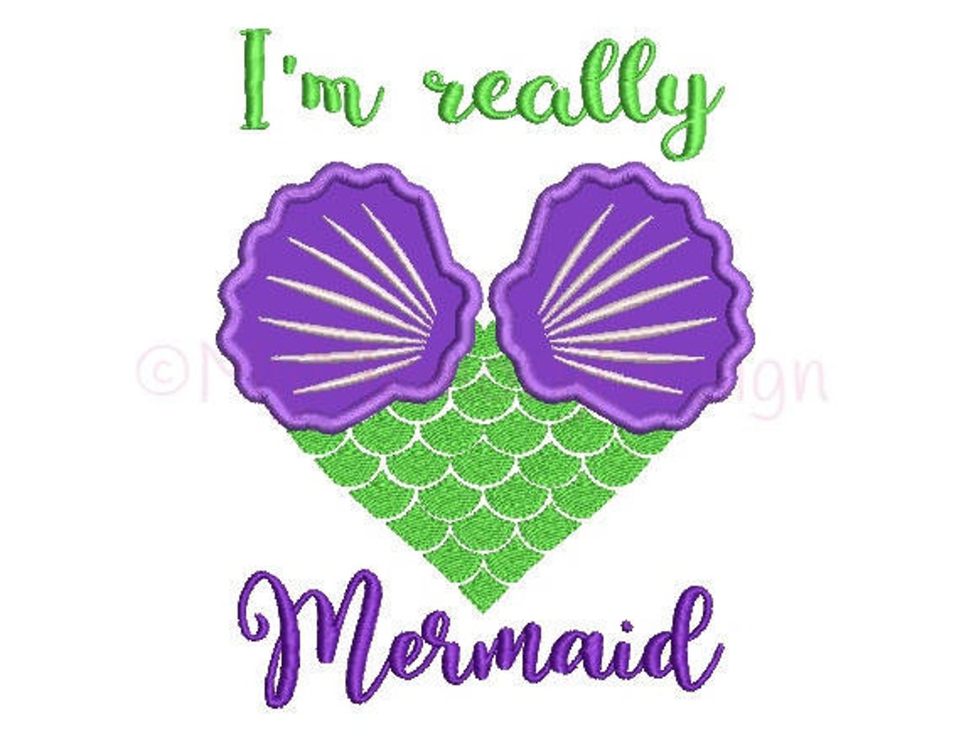 Mermaid Embroidery Design - Mermaid Design - Mermaid Applique Design ...