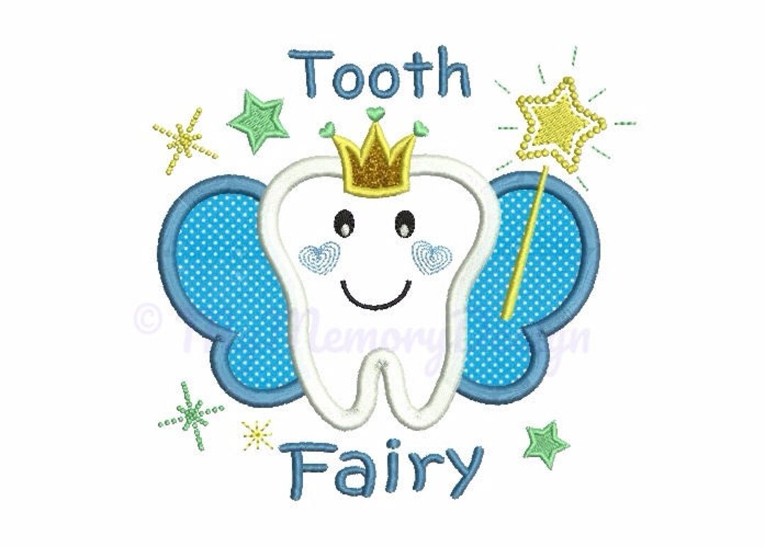 Tooth Fairy Applique Design - Tooth Applique - Machine Embroidery ...