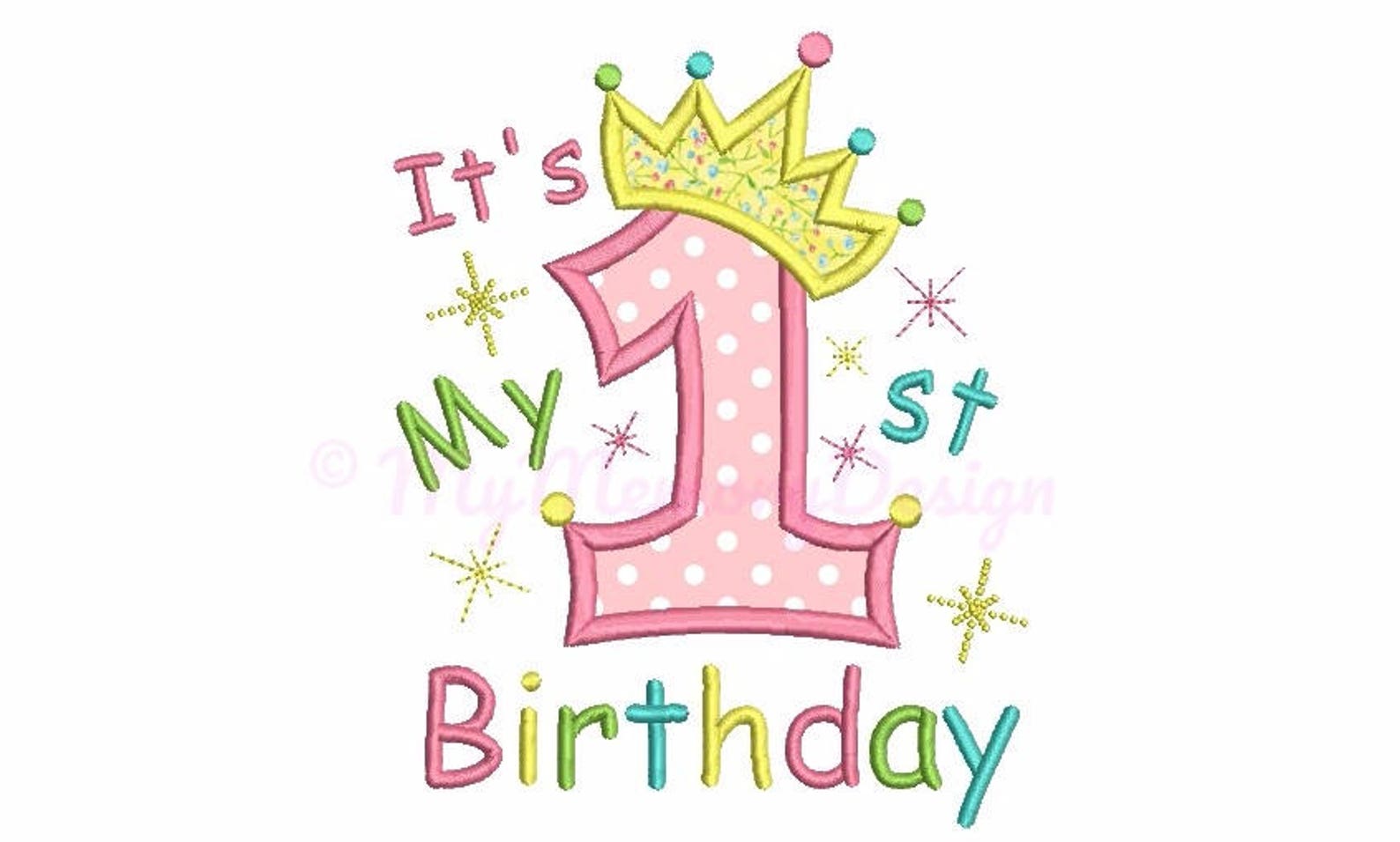 Birthday Applique - Birthday Embroidery Design - 1st Birthday Baby Girl ...