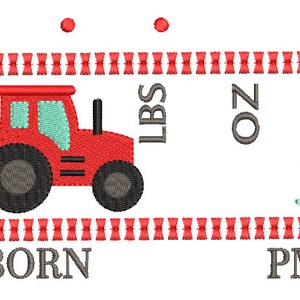 Tractor New Baby Birth Announcement TEMPLATE Embroidery Design - Baby ...
