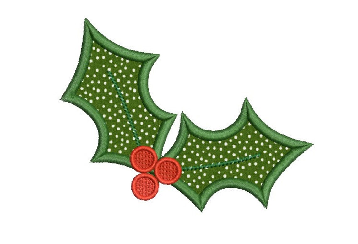 Christmas Embroidery Design Holly Berry Applique Design - Etsy