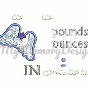 Wing Birth Template Announcement Embroidery Design - Boy Birth Template ...