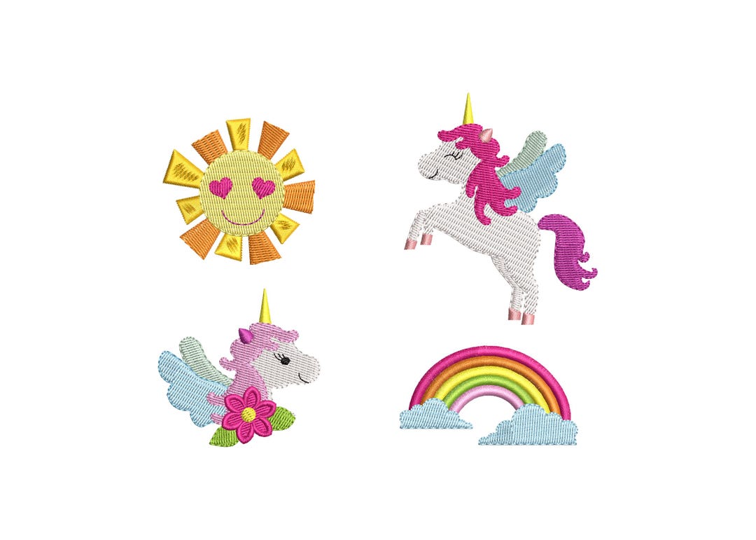 Cute Baby Unicorn Machine Embroidery Design - Mini Rainbow Embroidery ...