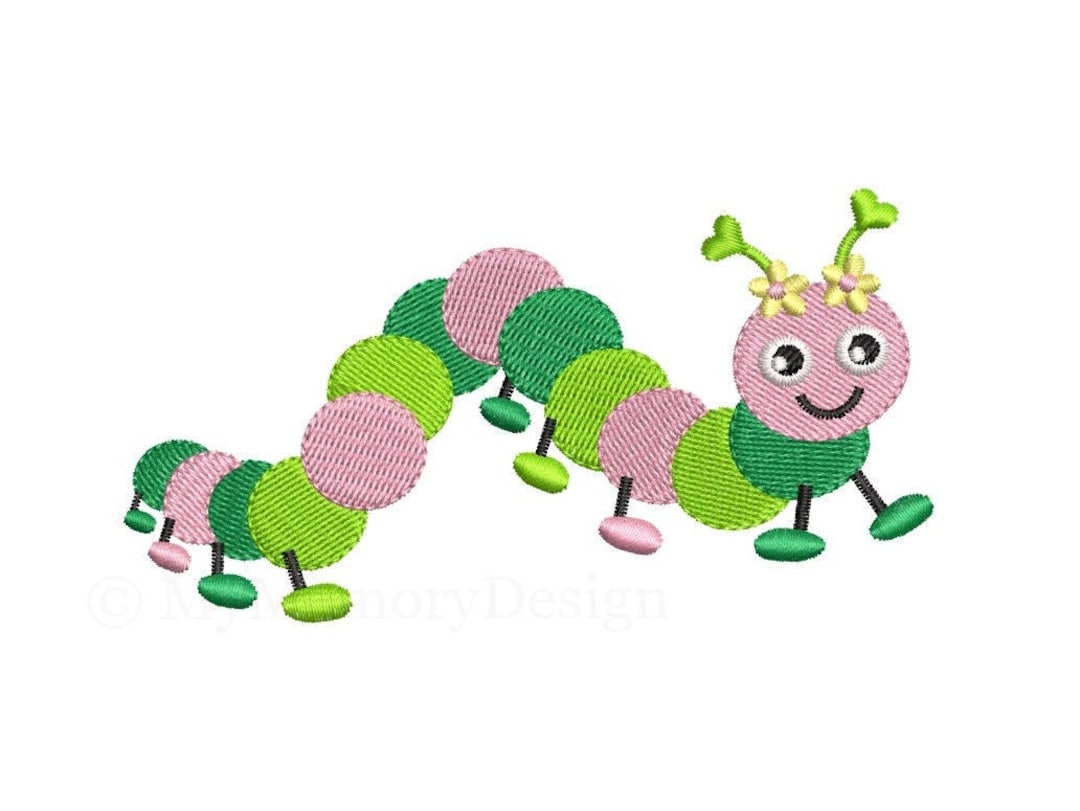 Cute Girl Caterpillar Machine Embroidery Design, Worm Embroidery ...