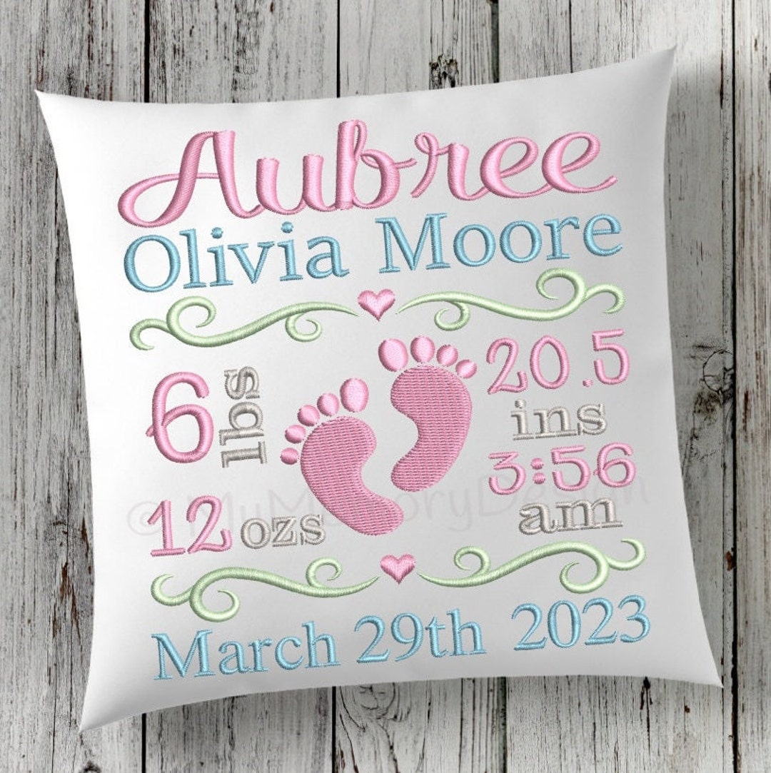 Baby Feet Birth Announcement Embroidery Design, Personalized Newborn ...