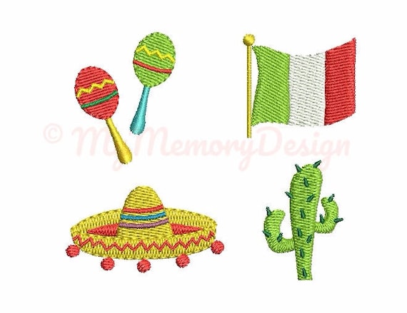 Set of 4 Cinco De Mayo Embroidery Design Mexican Flag - Etsy