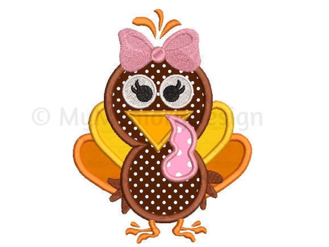 Cute Turkey Embroidery Design - Turkey Applique Design - Thanksgiving ...