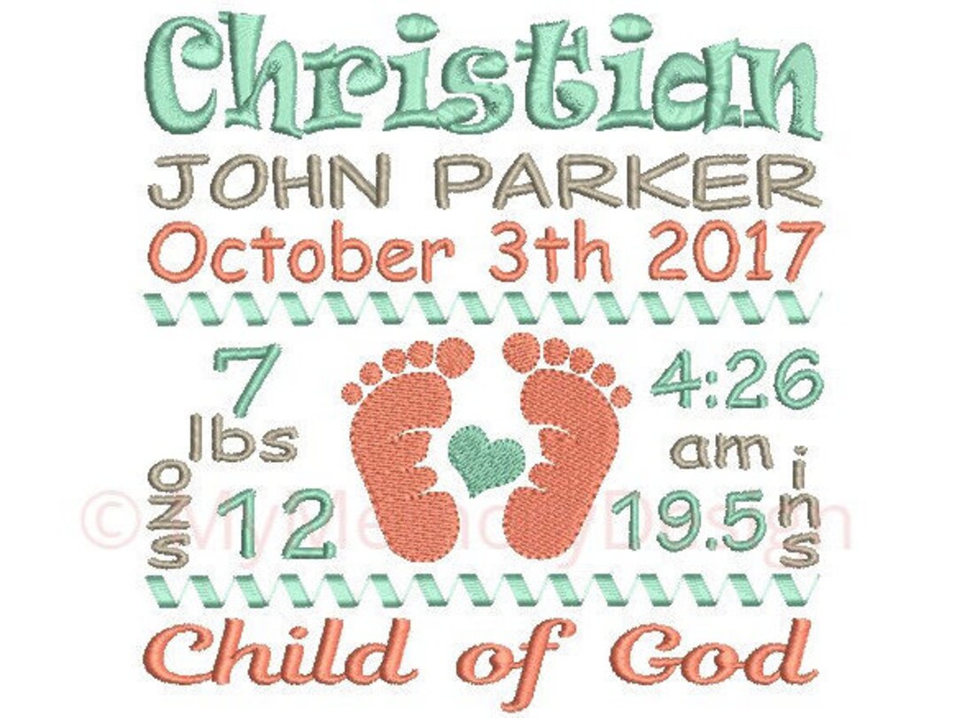 Religion Embroidery Design - Christian Embroidery Design- Baby Feet ...