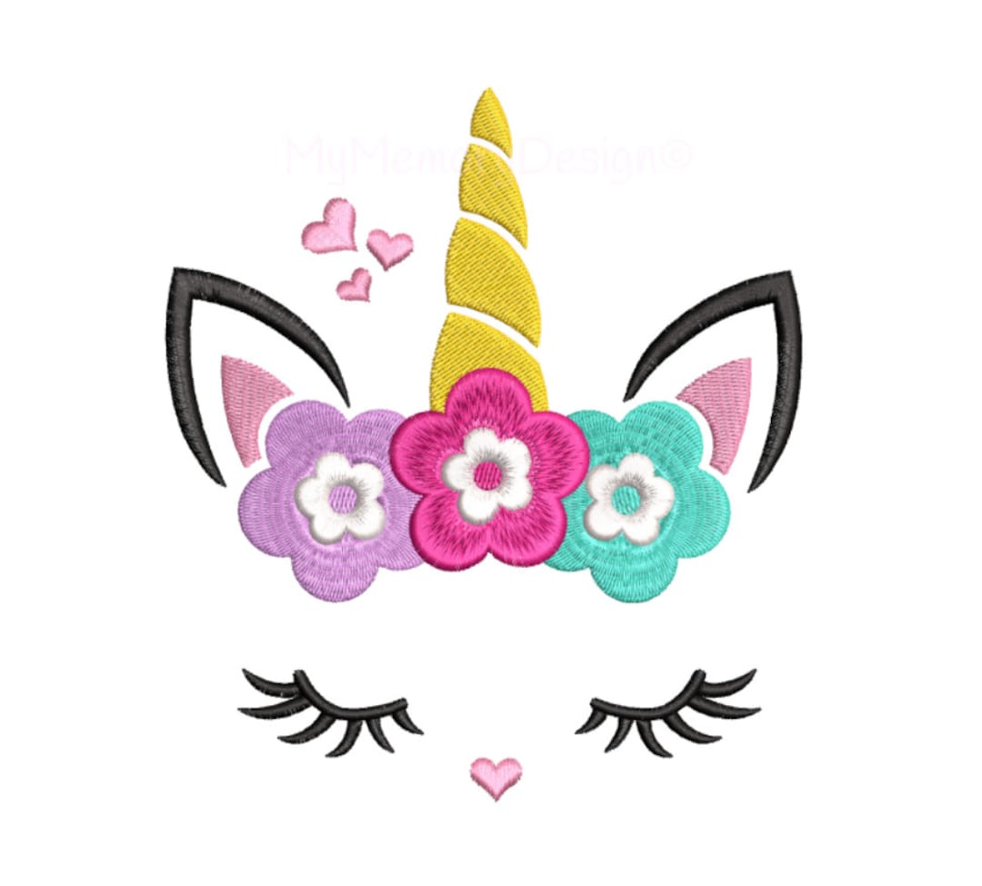 Unicorn Face Embroidery Design, Cute Unicorn Design, Girly Unicorn ...