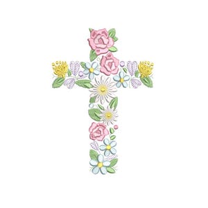 Floral Cross Easter Embroidery Design, Religious Embroidery Design ...