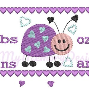 Ladybug Birth Announcement Embroidery Design - Birth Template Machine ...