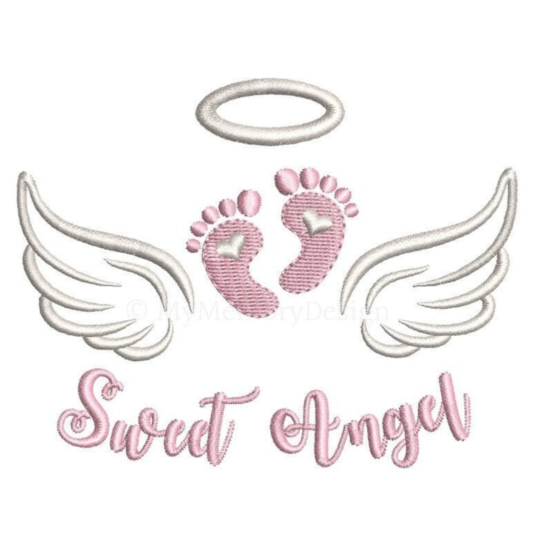 Angel Wings Embroidery Design, Baby Feet Embroidery Design, Machine ...