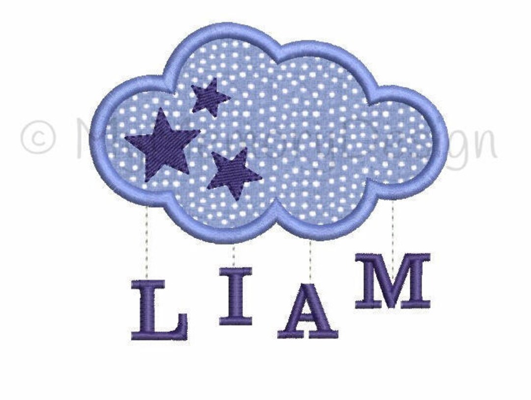 Personalized Name Cloud Embroidery Design - Custom Name Design ...