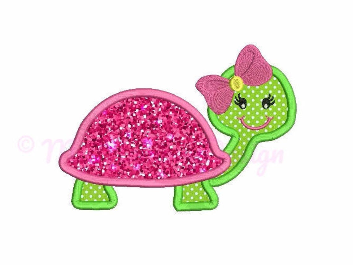 Turtle Embroidery Design Girl Applique Turtle Applique - Etsy