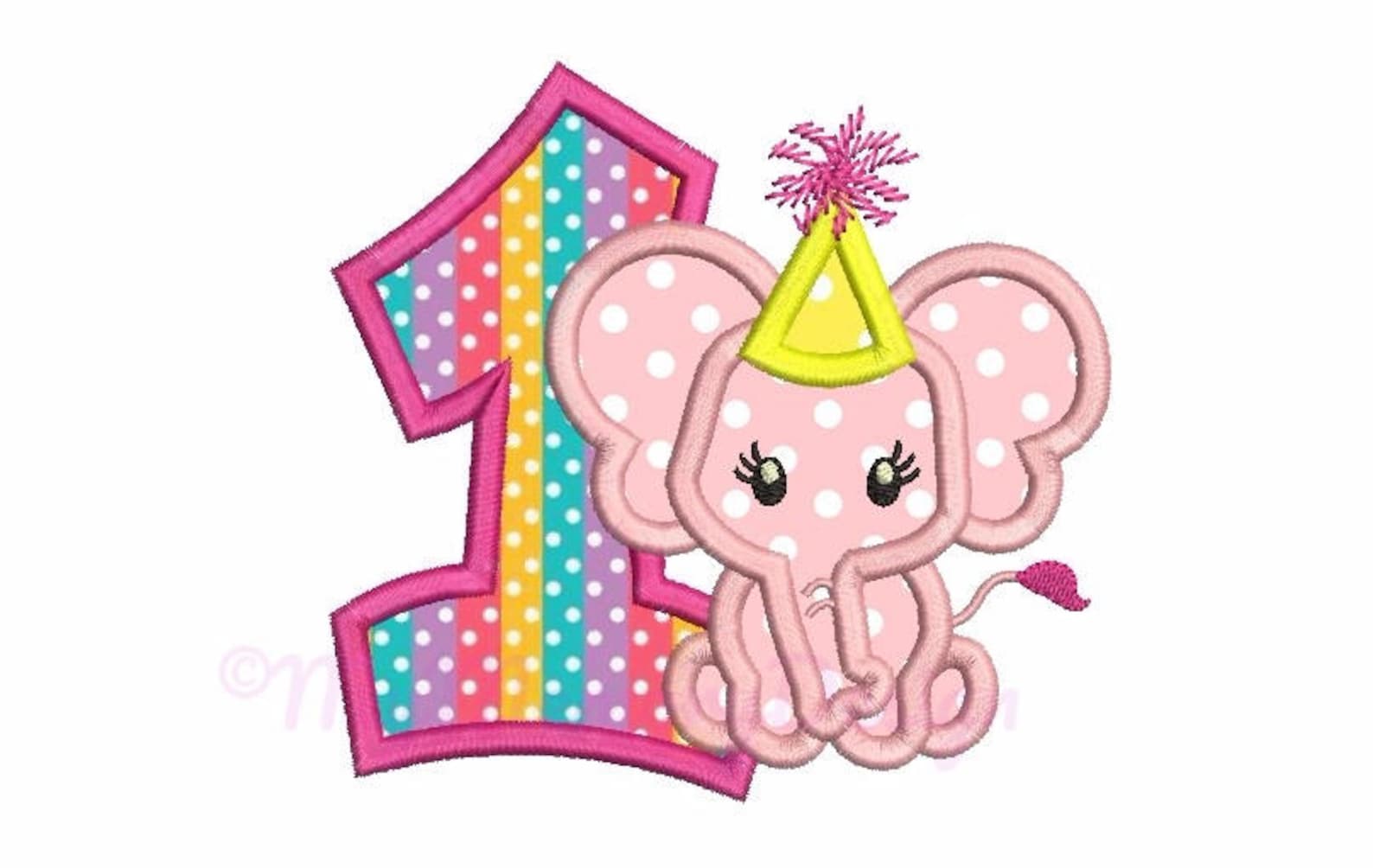 1st Birthday Embroidery, Birthday Girl Embroidery Design, Elephant ...