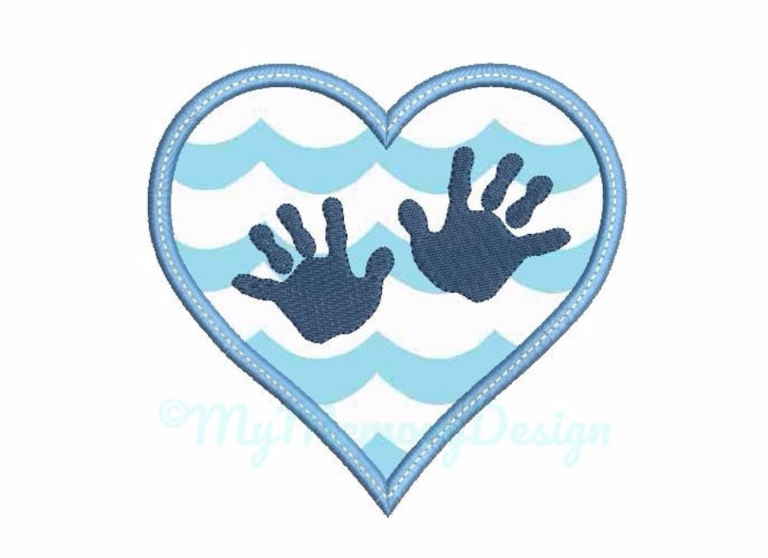 Baby Hand Embroidery Design - Heart Applique - Baby Embroidery - Hand ...