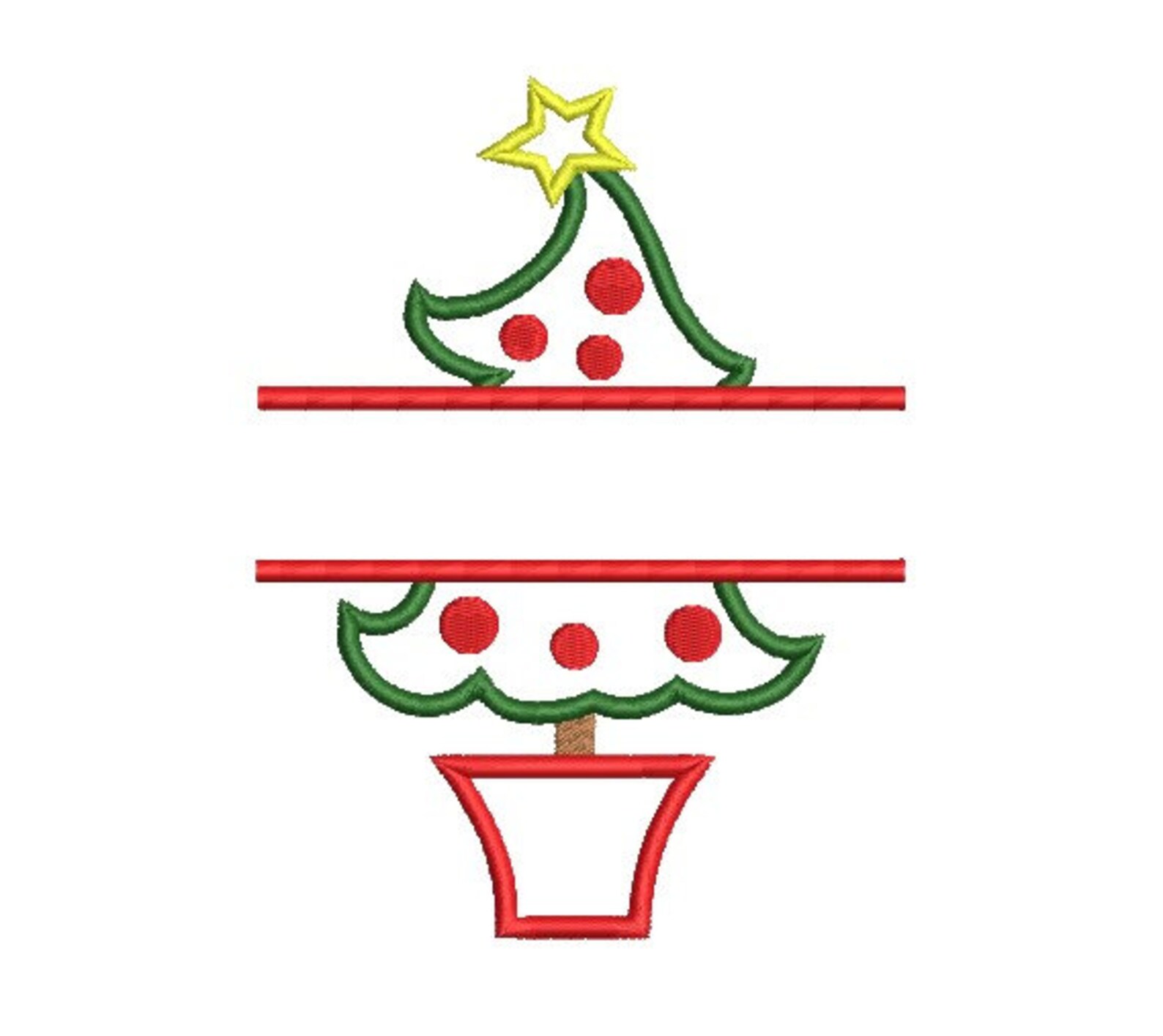 Split Christmas Tree Embroidery Design Christmas Applique - Etsy