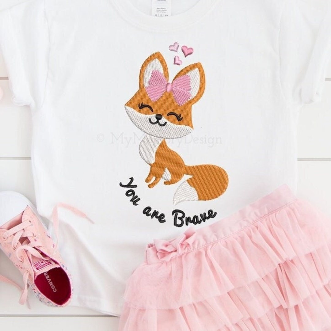Cute Baby Girl Fox Embroidery Design, Animal Embroidery Pattern ...