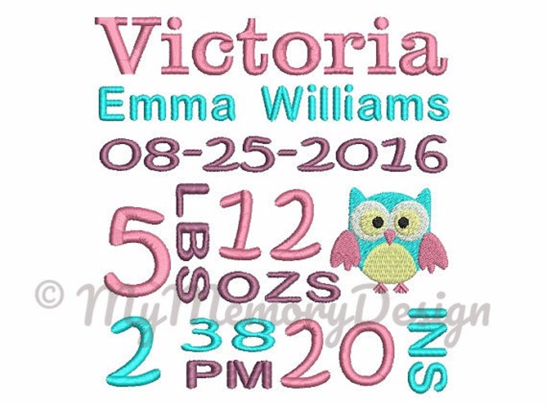Owl Birth Subway Art TEMPLATE Baby Birth Announcement Machine ...