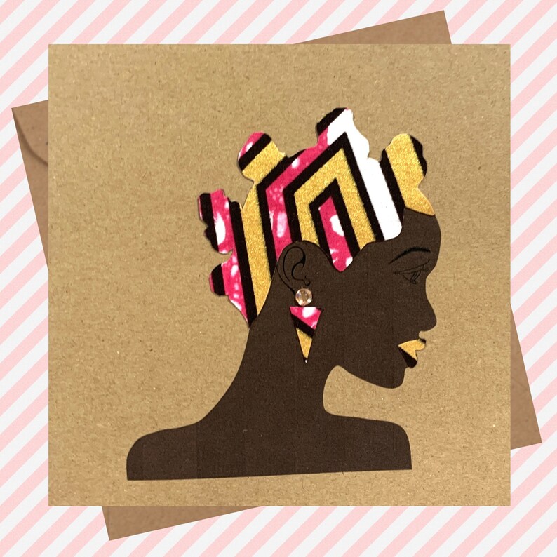 Pink Gold Bantu Knots Card Black Woman in Bantu Knots - Etsy