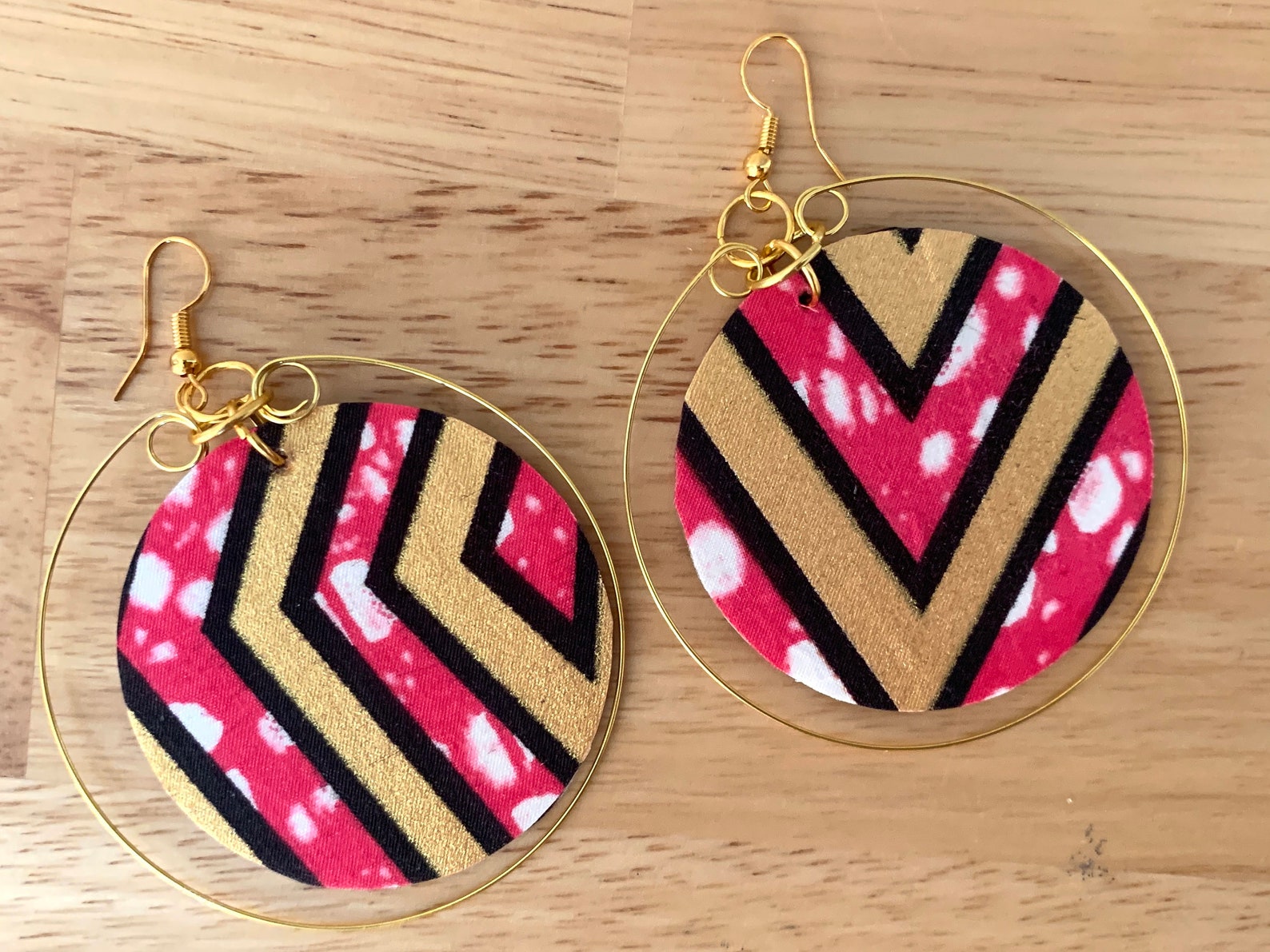 African Hoop Earrings African Fabric Earrings Afrocentric - Etsy