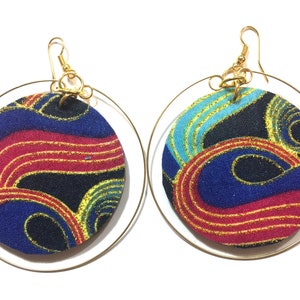 African Hoop Earrings African Fabric Earrings Afrocentric | Etsy